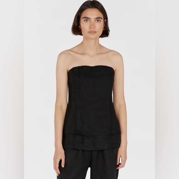DISSH | Tops | Dissh Top Dulce Black Linen Tunic Top Strapless | Poshmark